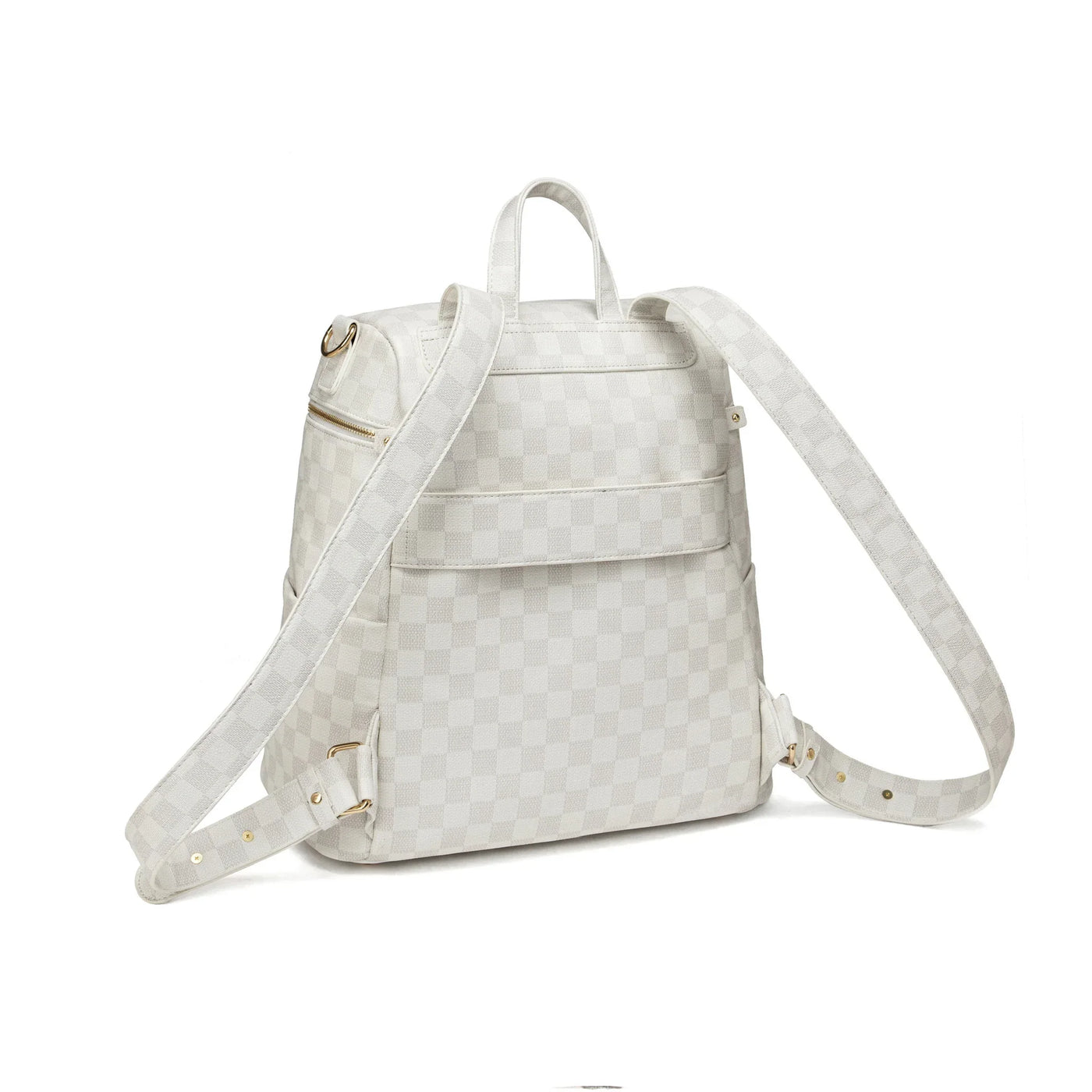 Checkered Diaper Bag Backpack | Designer Vegan Leather | Montecito