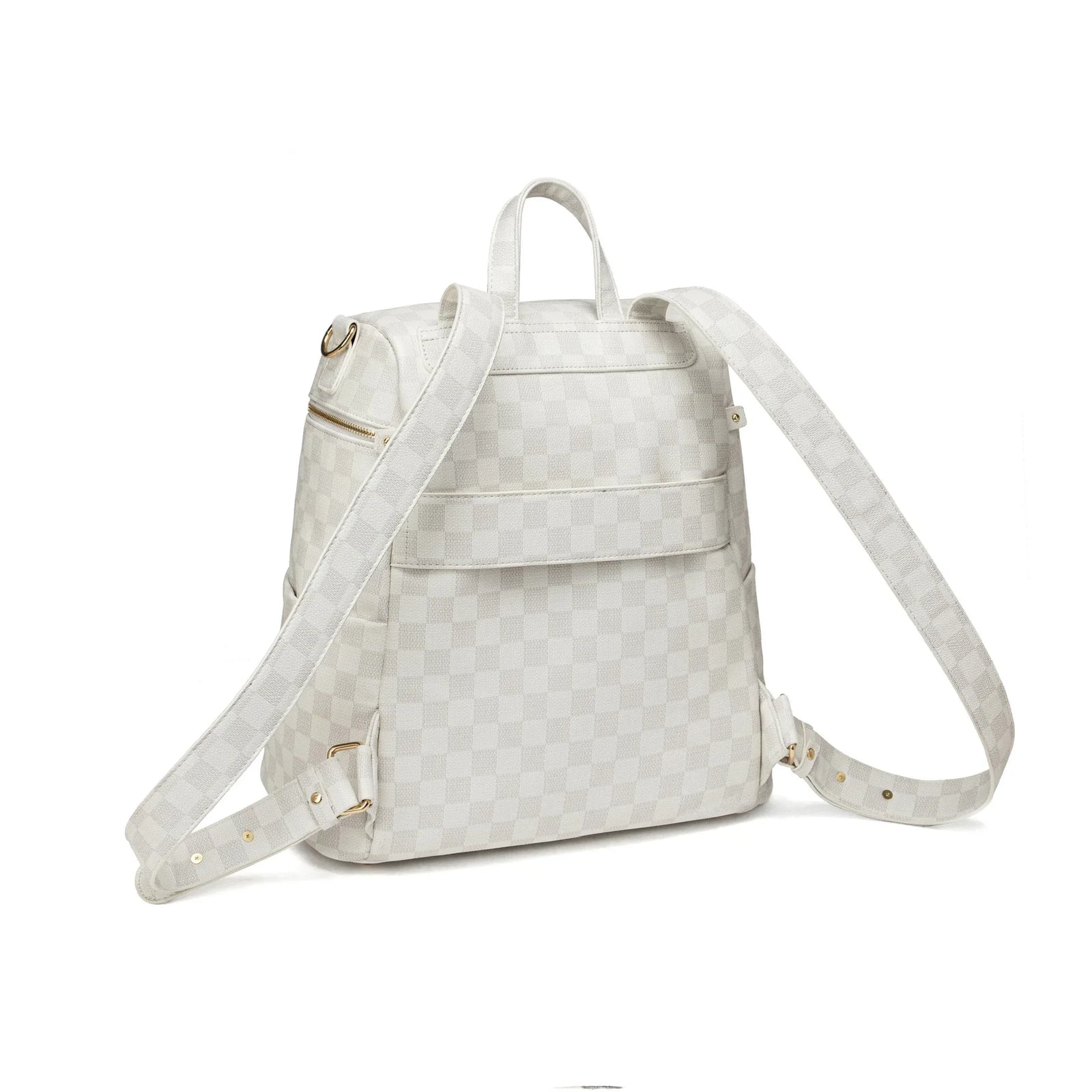 Checkered Diaper Bag Backpack | Designer Vegan Leather | Montecito