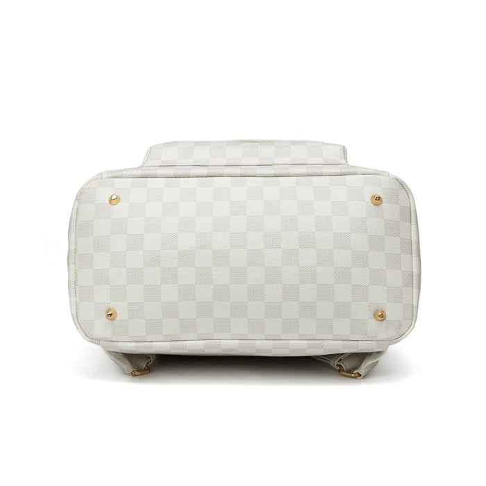 Checkered Diaper Bag Backpack | Designer Vegan Leather | Montecito