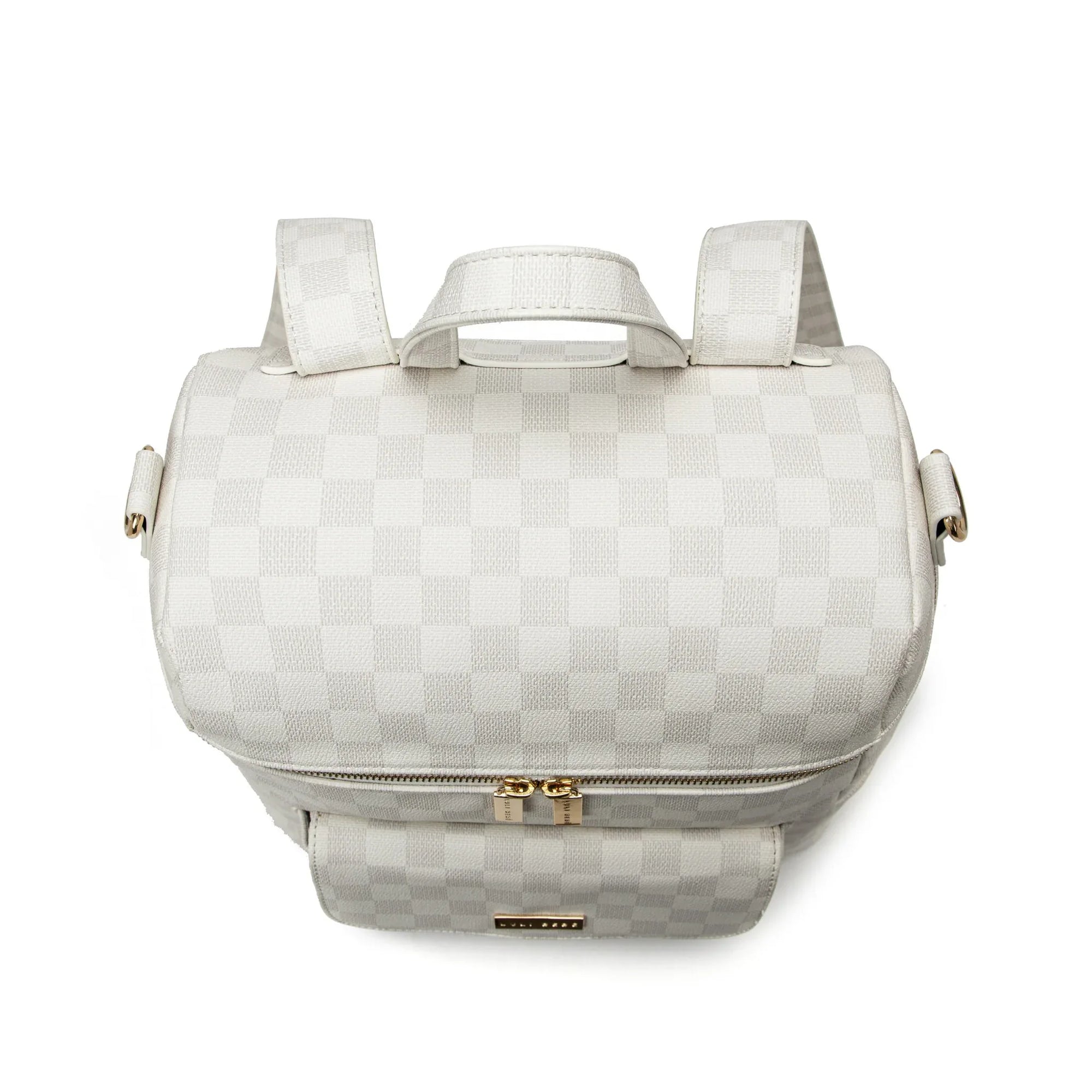 Checkered Diaper Bag Backpack | Designer Vegan Leather | Montecito